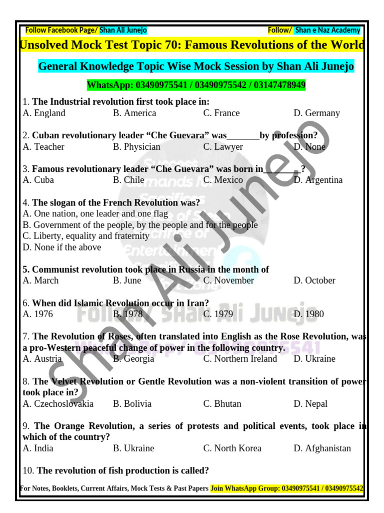Key Facts on Famous World Revolutions | PDF | Che Guevara