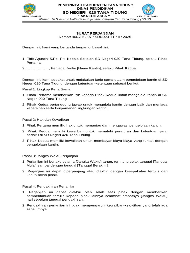 Perjanjian Kantin | PDF