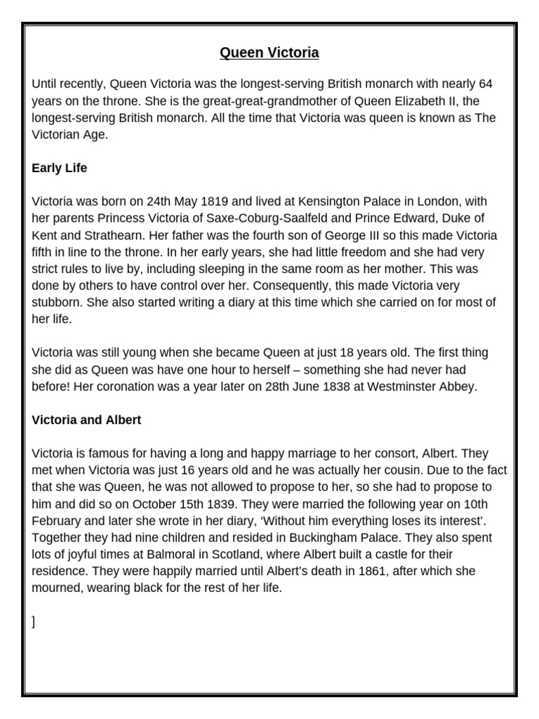 BIOGRAPHY Queen Victoria | PDF | Queen Victoria | Monarchy