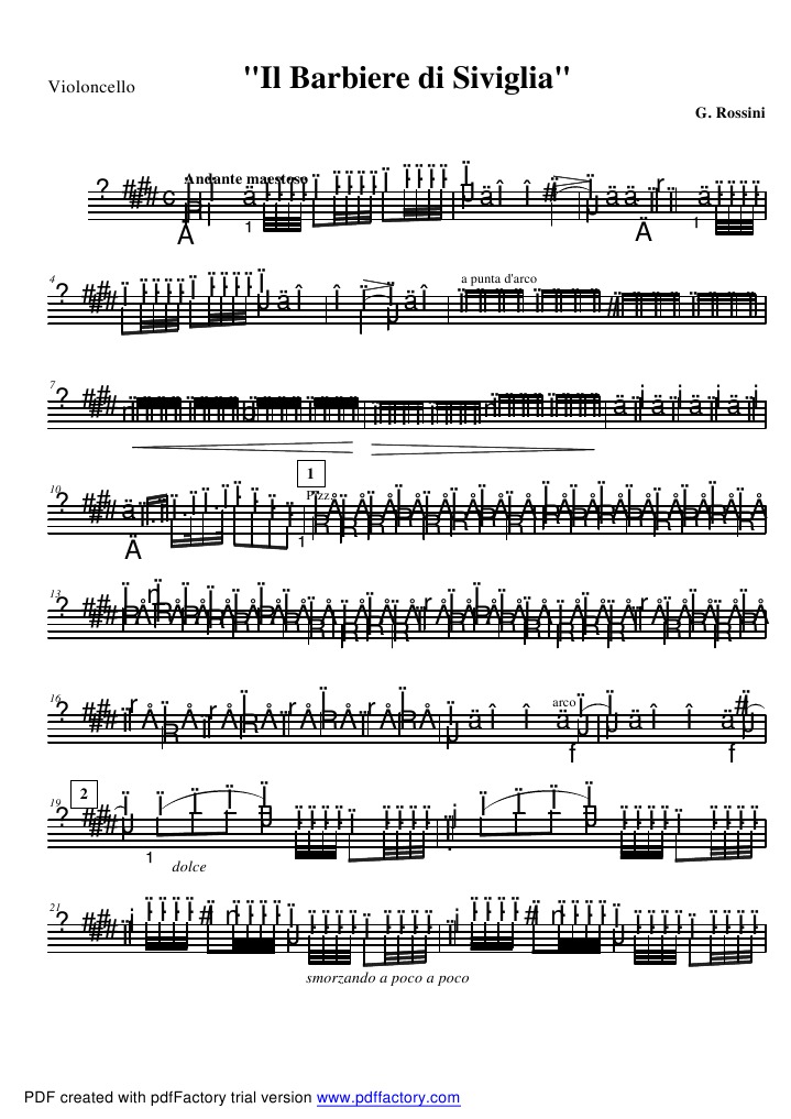 "Il Barbiere Di Siviglia": Violoncello | PDF | Italian Music | Opera