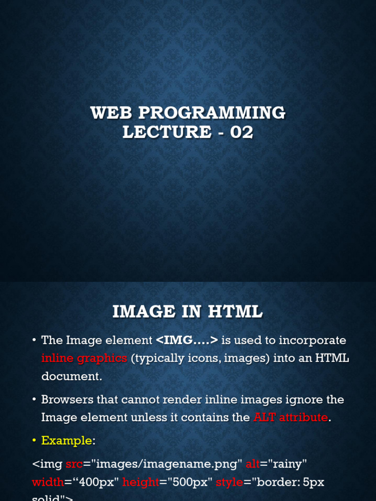 HTML Image, Links, Tables, and Forms Guide | PDF | Hyperlink | Html Element