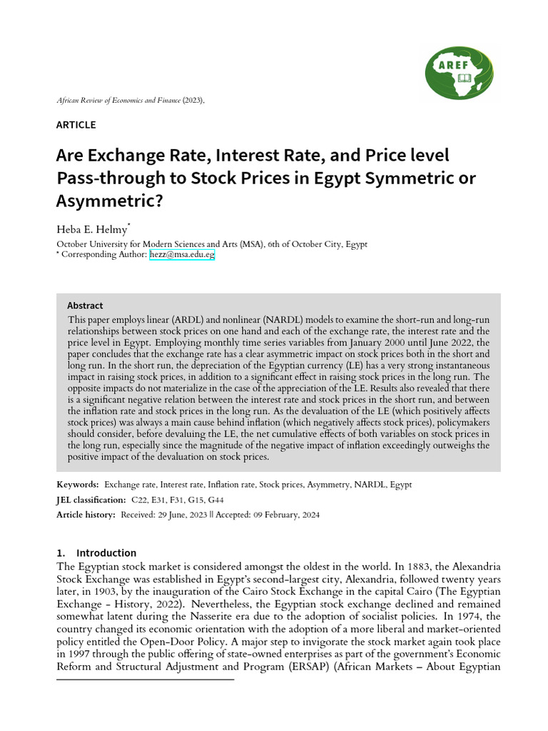 Are Exchange Rate, Interest Rate, and Price Level Pass-Through To Stock ...
