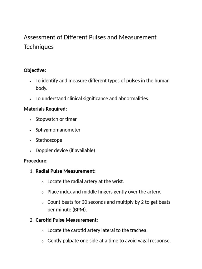 Assessment of Different Pulses and Measurement Techniques | PDF | Pulse ...