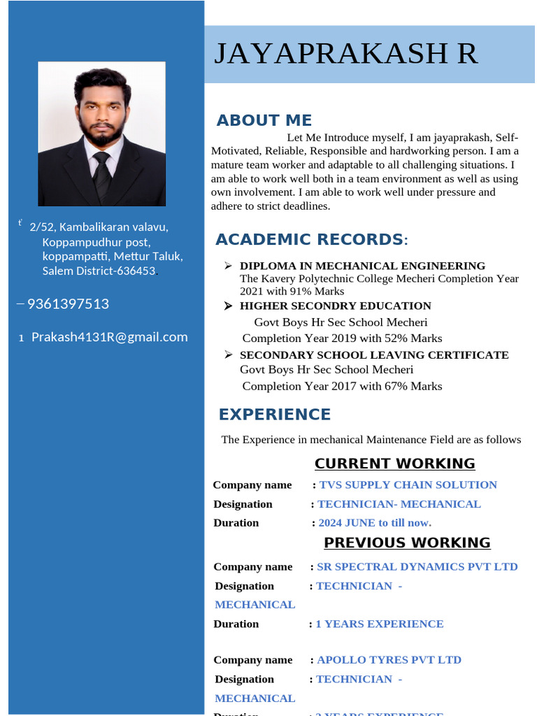 Jayaprakash Resume 2025 | PDF