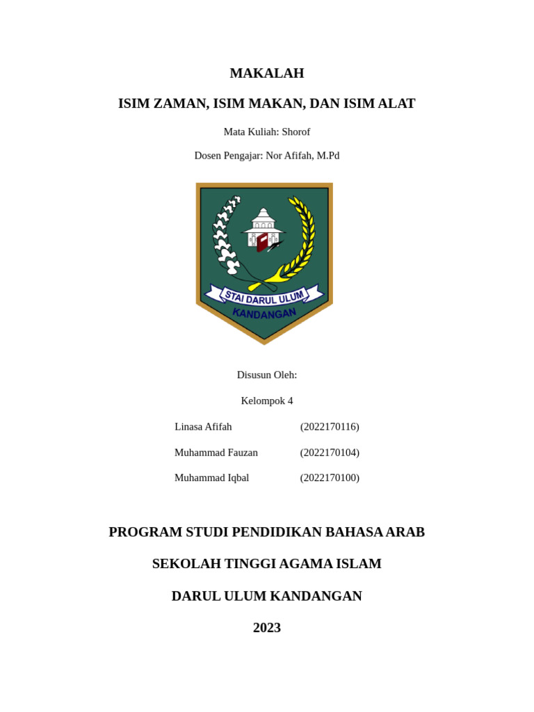 Isim Makan dalam Ilmu Shorof | PDF
