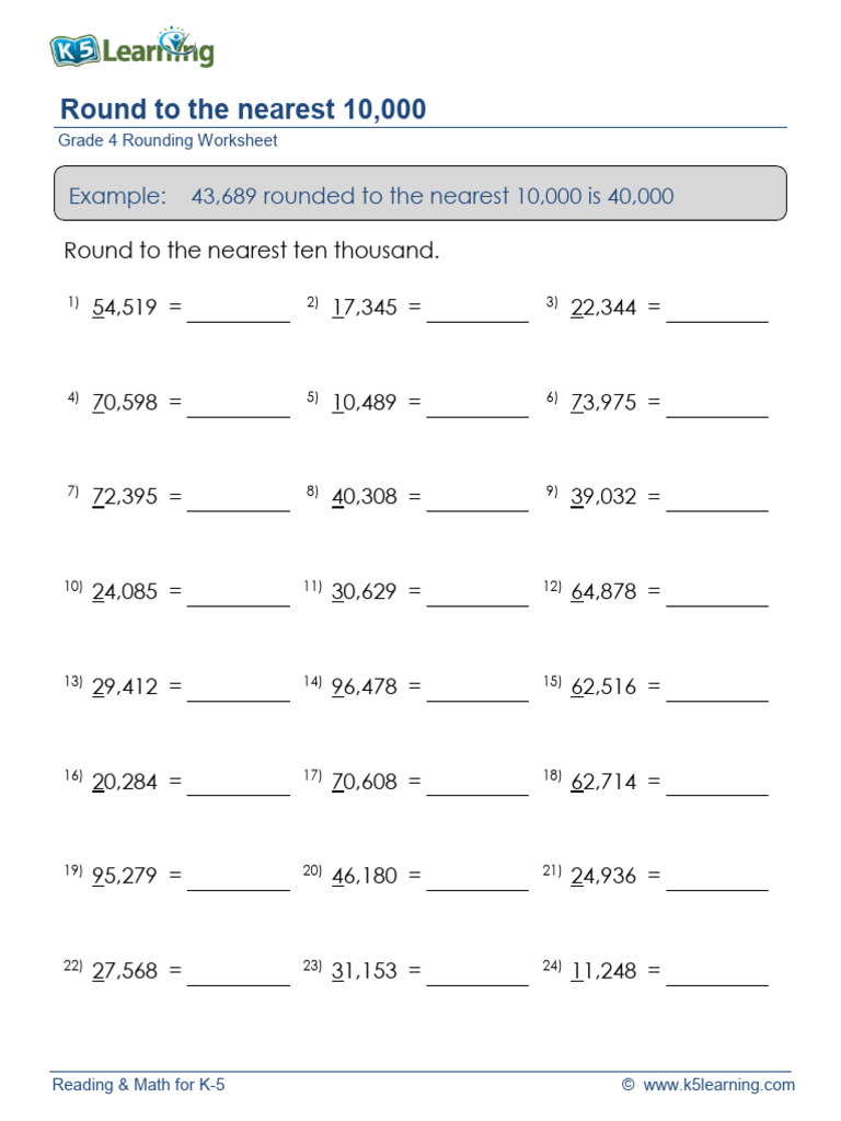 Grade 4 Rounding to Nearest 10,000 Worksheet | PDF