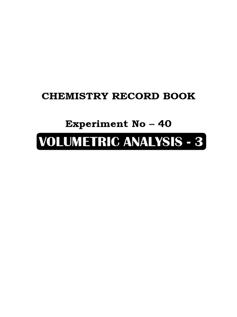 Volumetric Analysis - 3 | PDF | Titration | Chemistry