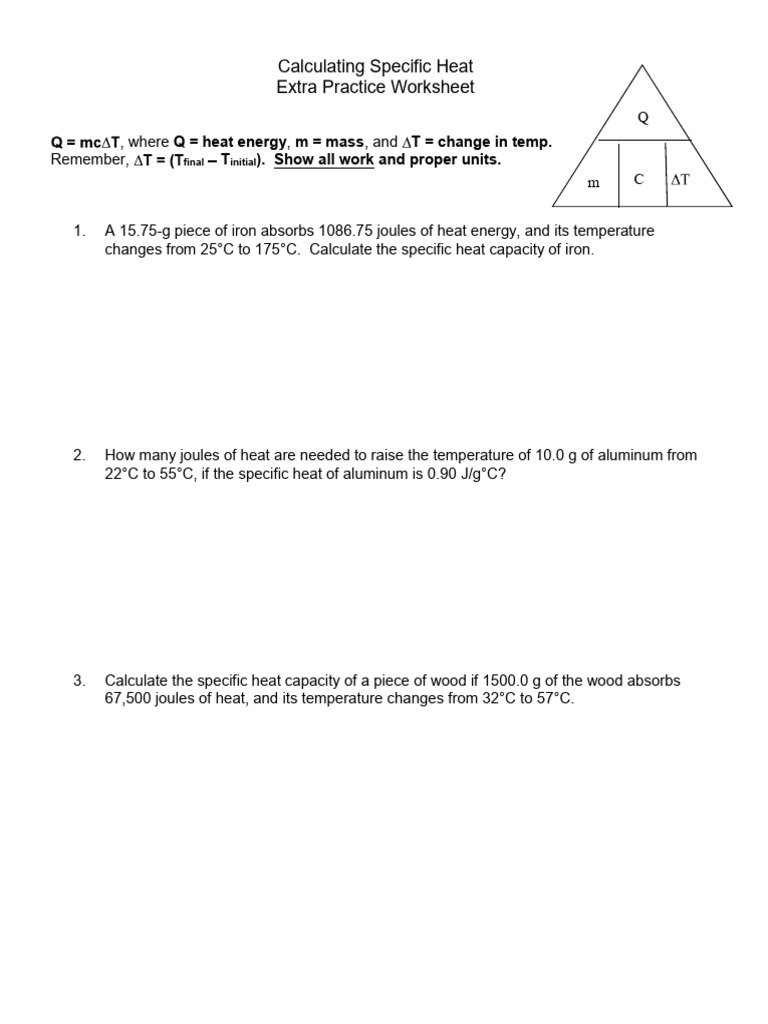 Heat Energy Worksheet | PDF