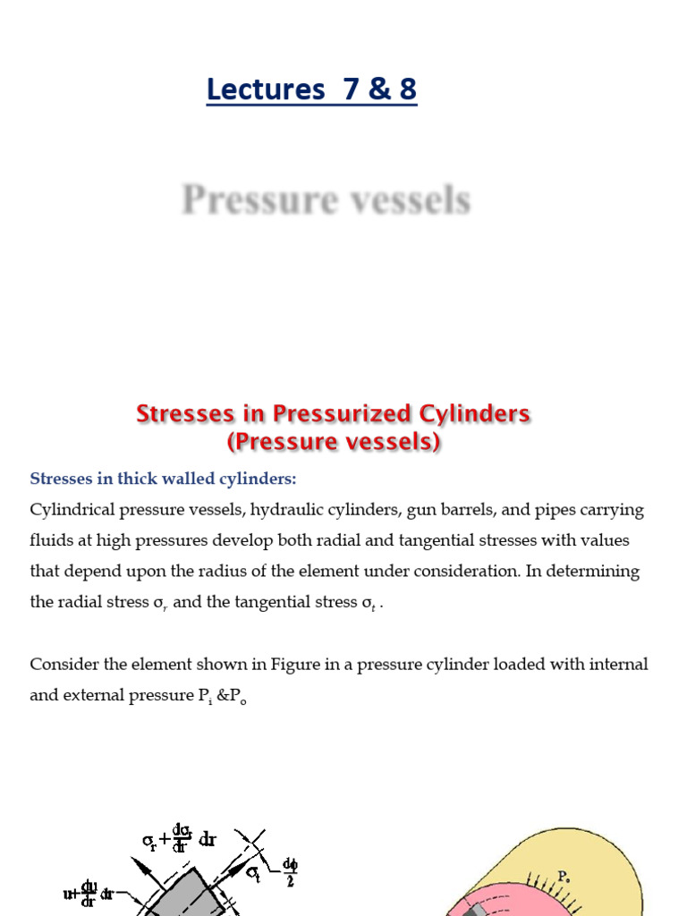 Lecture-7-8- Pressure vessels | PDF | Stress (Mechanics) | Liquids