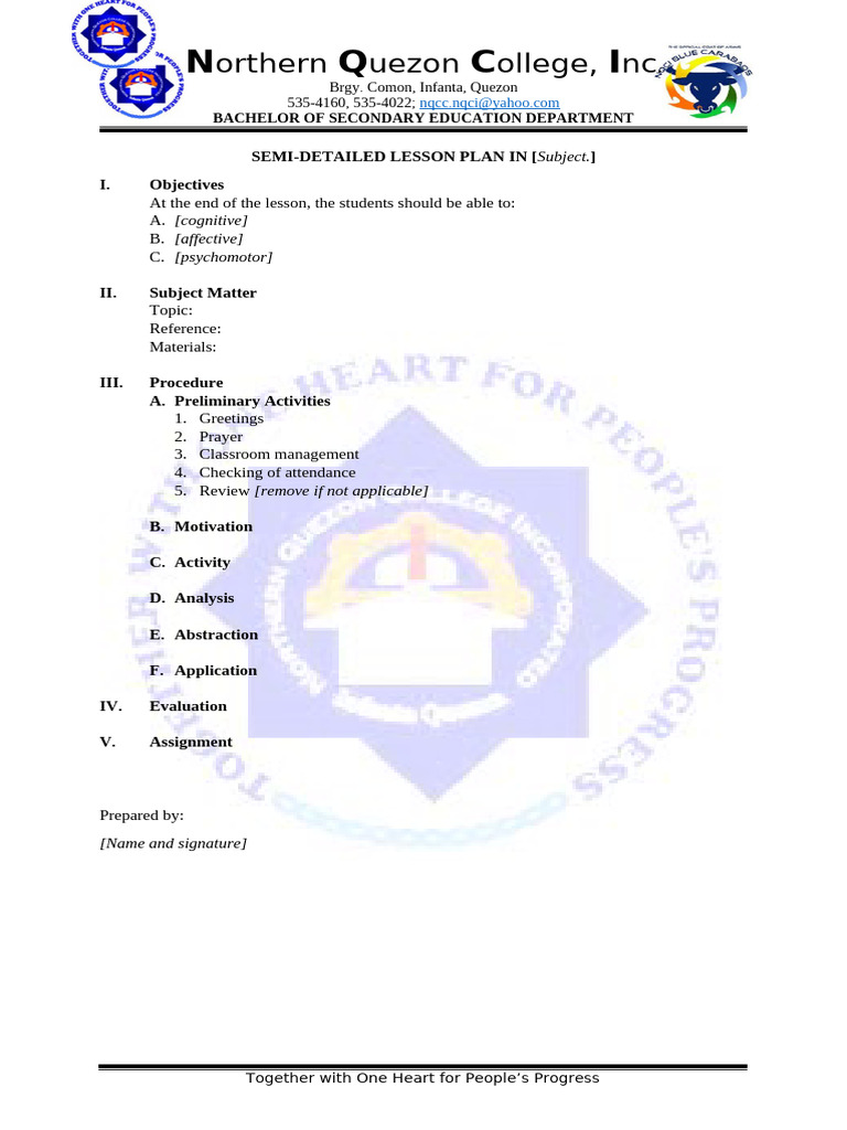 4as Semi Detailed Lesson Plan Format | PDF
