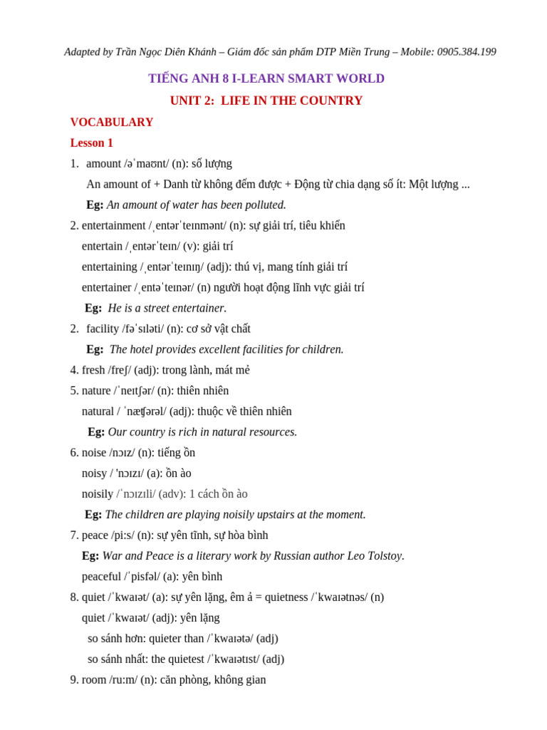 Unit 2 - ta8 Ilsw - bài Tập Làm Thêm - by Diên Khánh | PDF | Hanoi