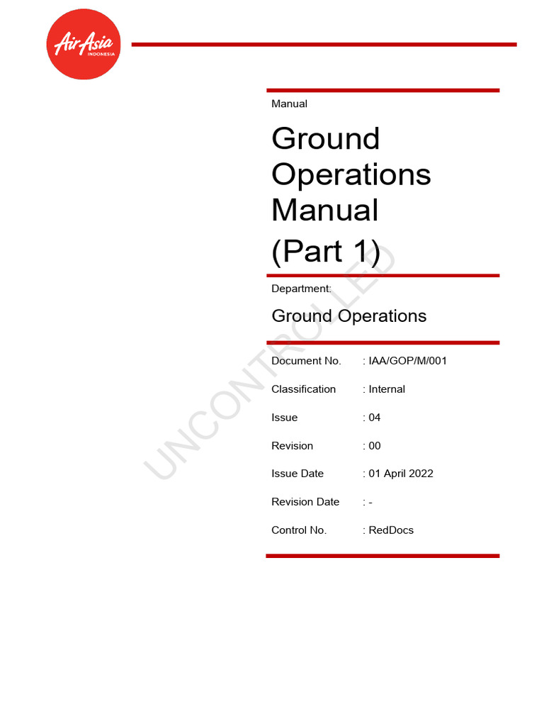 Ground Operations Manual Part 1 0400 | PDF | Regulatory Compliance