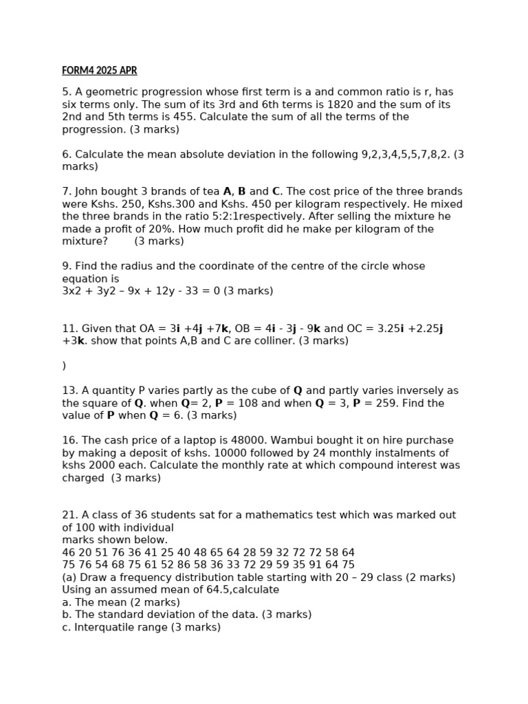f4 Maths April Assg 2025 | PDF | Geometry | Mathematics