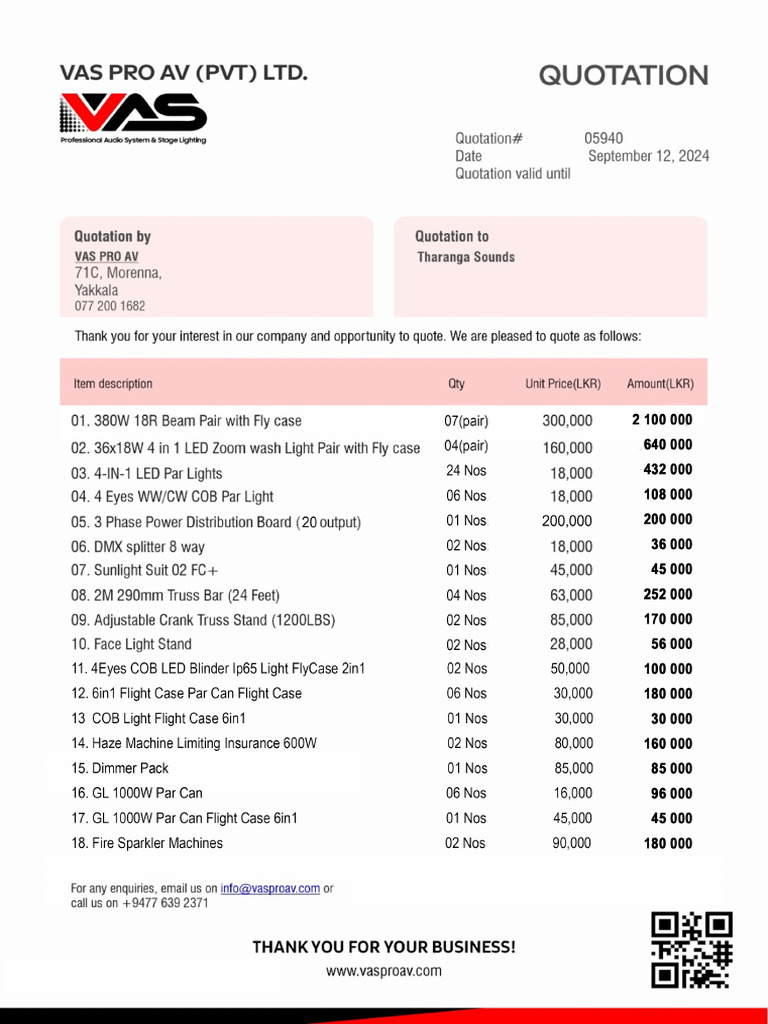 VAS PRO Quotation | PDF