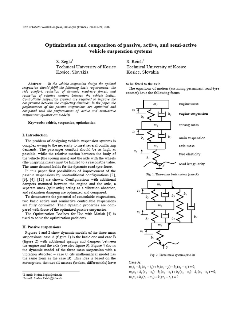 Optimization and Comparison of Passive, Active, and Semi-Active Vehicle ...