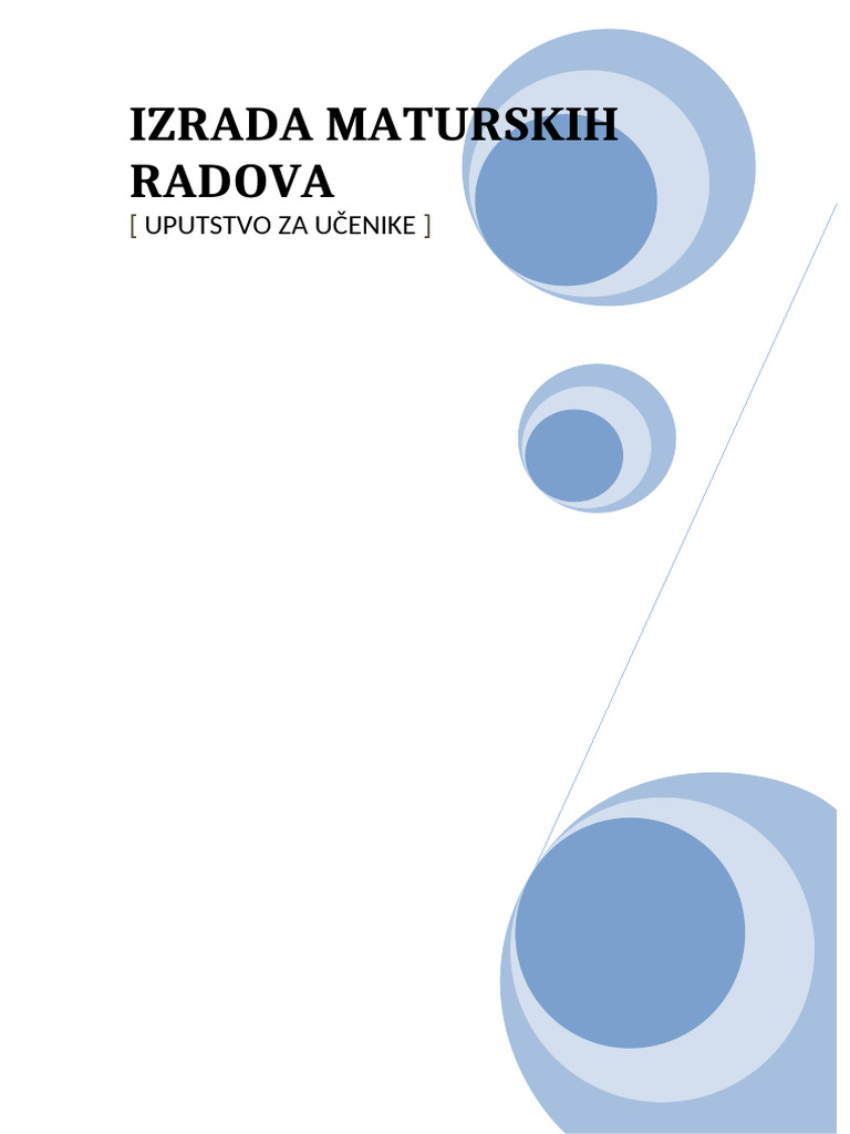 Uputstvo Za Maturski Rad 0 | PDF