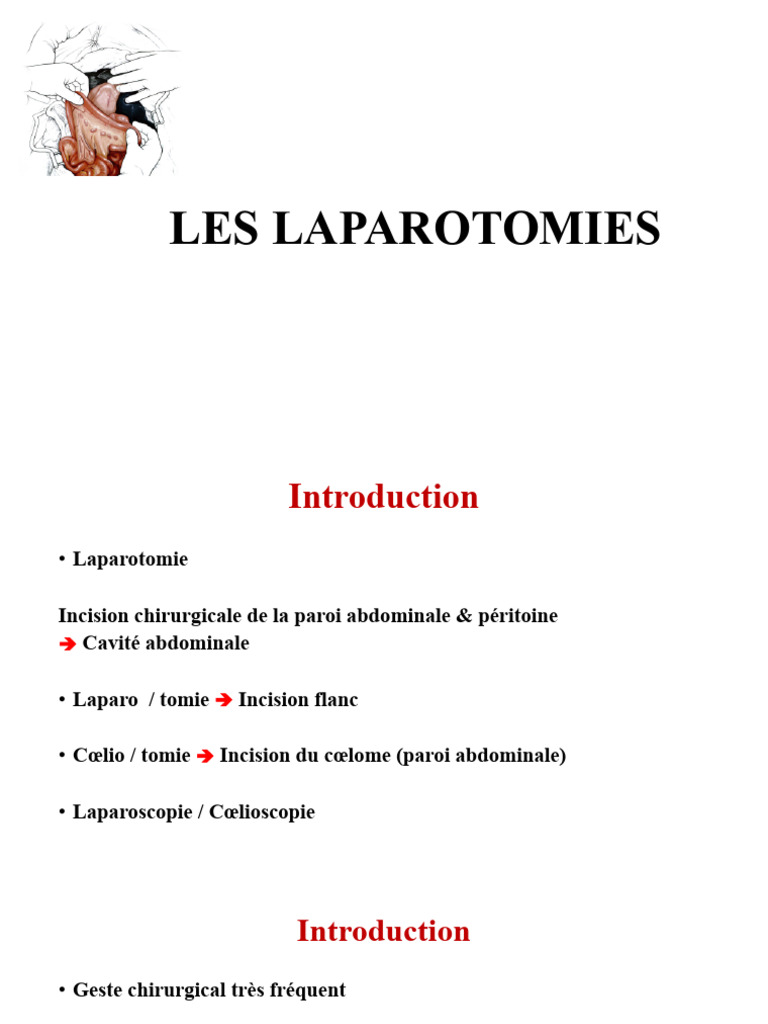 Définition et Techniques de Laparotomie | PDF | Suture (médecine ...