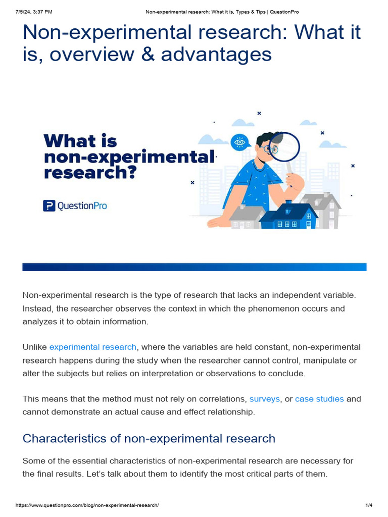 Non-Experimental Research - What It Is, Types & Tips - QuestionPro | PDF | Experiment | Statistics