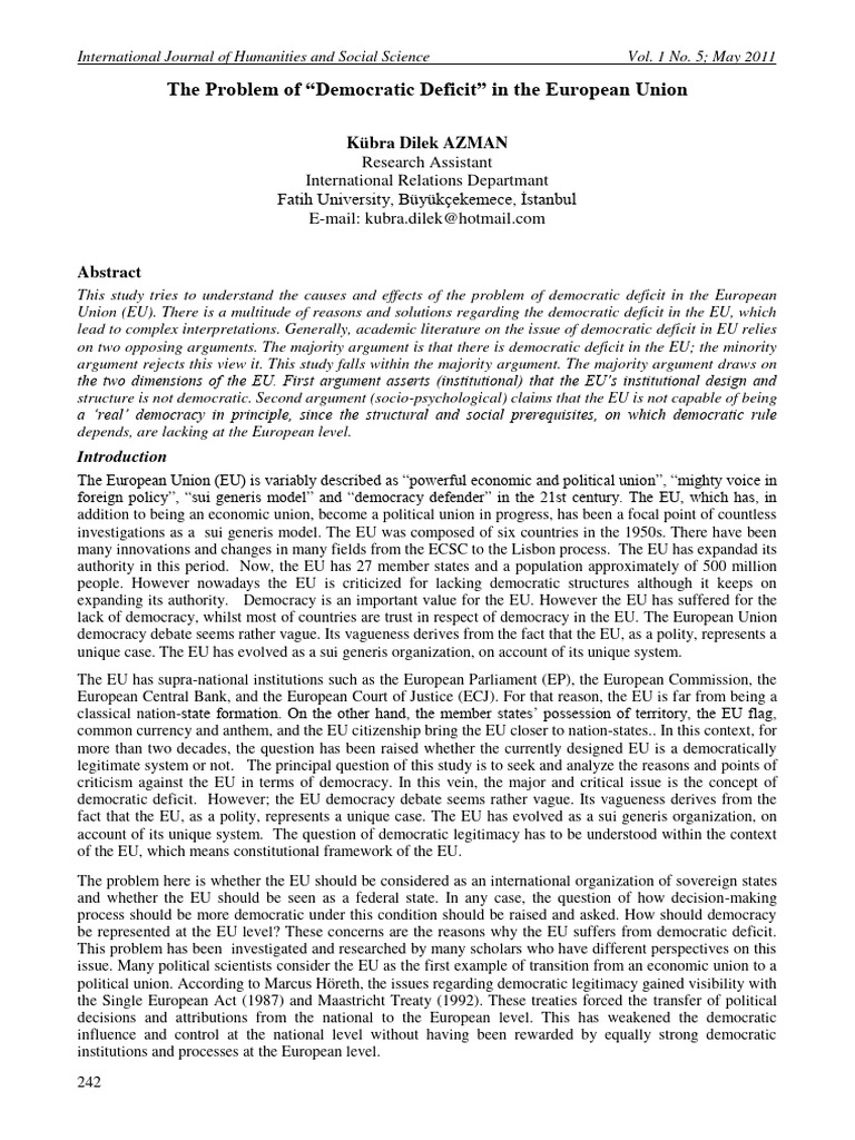 The Problem of Democratic Deficit in The | PDF | Democracy | Political ...