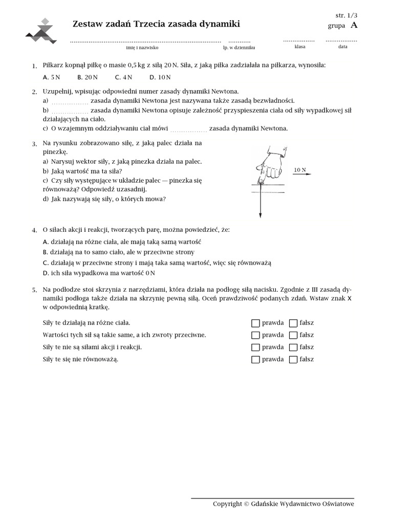 5 Trzecia Zasada Dynamikipdf | PDF