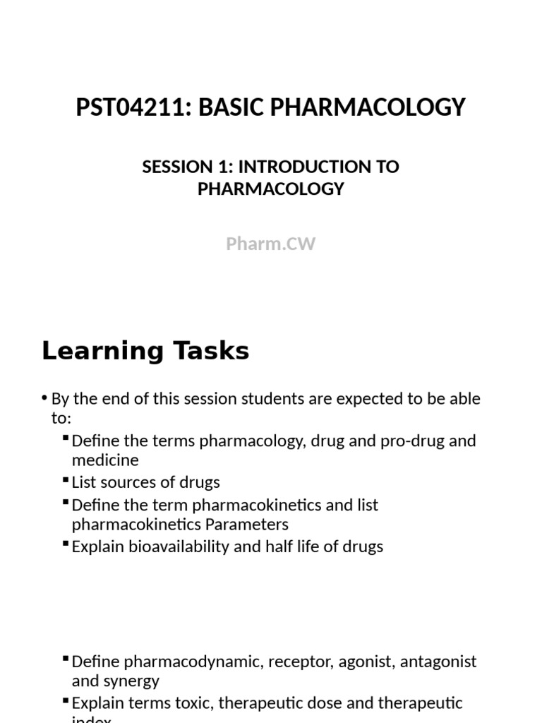 Introduction to Basic Pharmacology | PDF | Pharmacology | Bioavailability