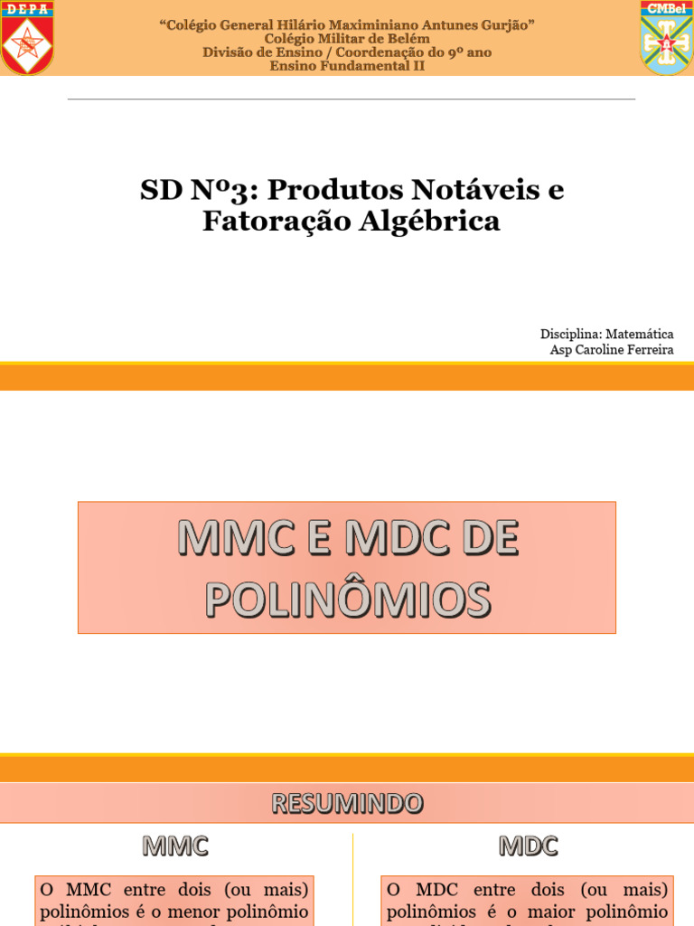 MMC e MDC de Polinomios - Resumo | PDF