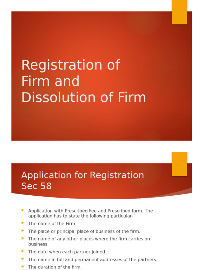 Firm Registration and Dissolution Guide | PDF | Partnership | Domain ...