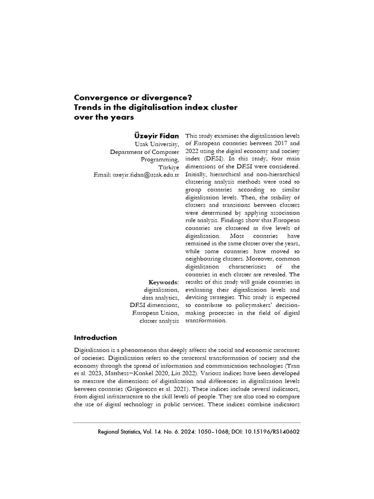 Trends in DESI Digitalisation Clusters | PDF | Cluster Analysis ...