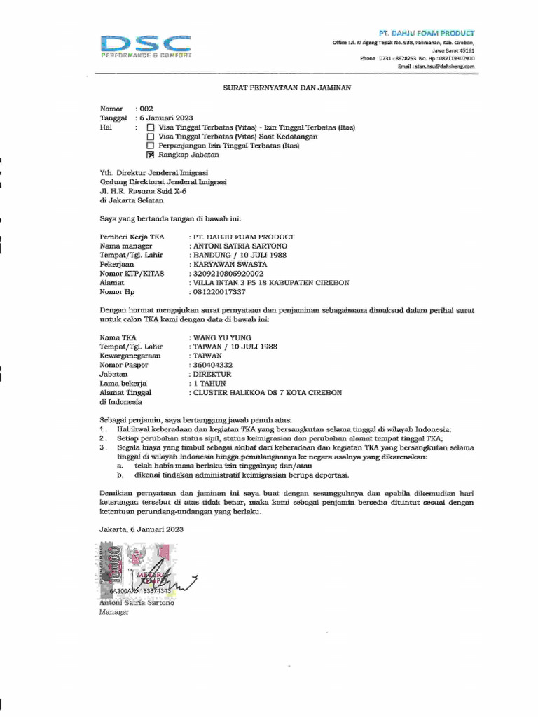 Surat Permohonan (DRC) | PDF