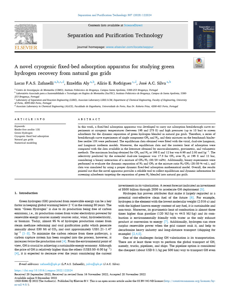 A Novel Cryogenic Fixed-Bed Adsorption Apparatus For Studying Green ...