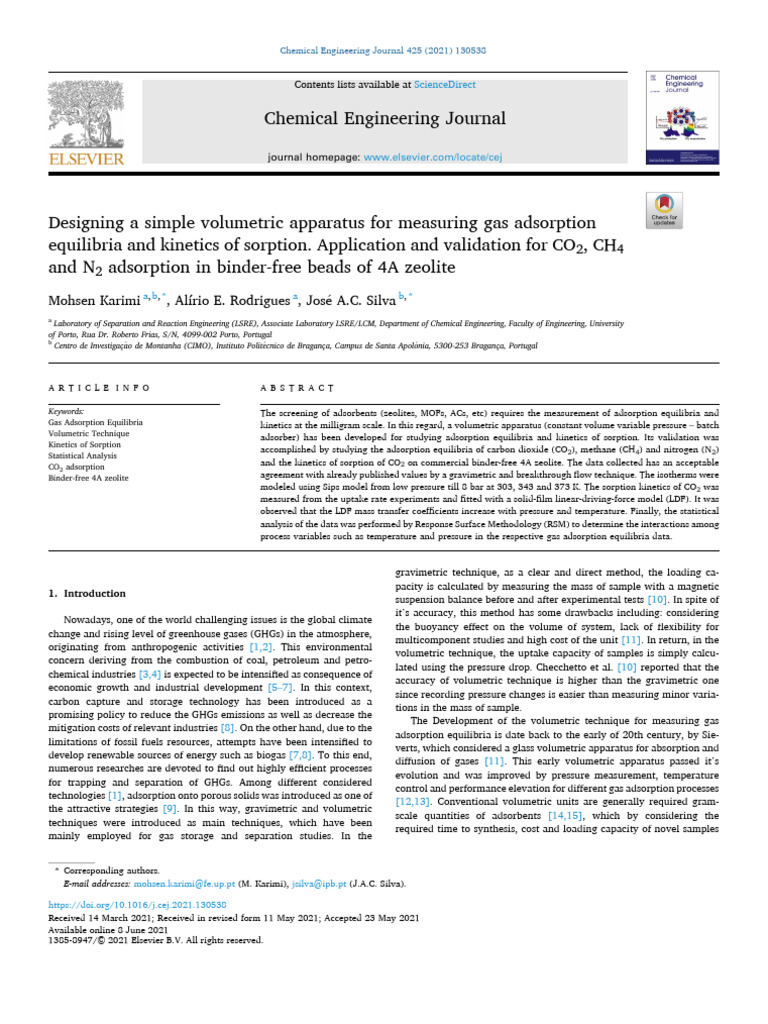 Gas Adsorption Measurement Apparatus | PDF | Adsorption | Gases