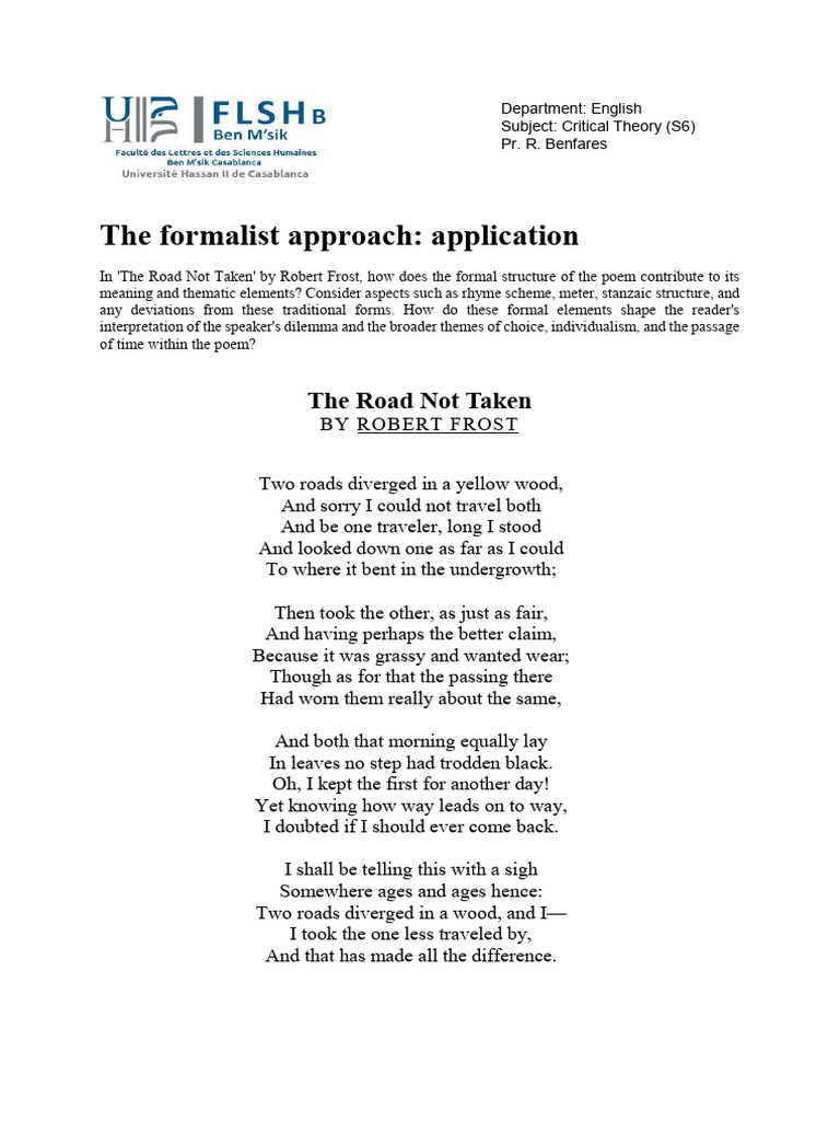 3- Exercise_The formalist approach_application | PDF