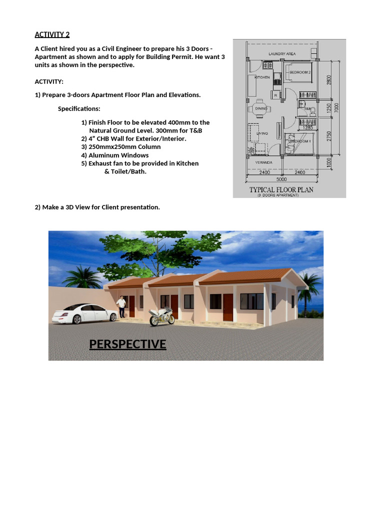 Activity 2 - Floor Plan & 3d View | PDF
