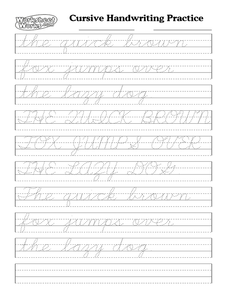 WorksheetWorks Cursive Handwriting Practice 2 | PDF