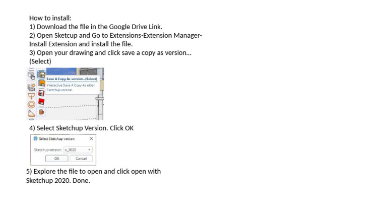 How To Open Sketchup Higher Version To Lower Version | PDF