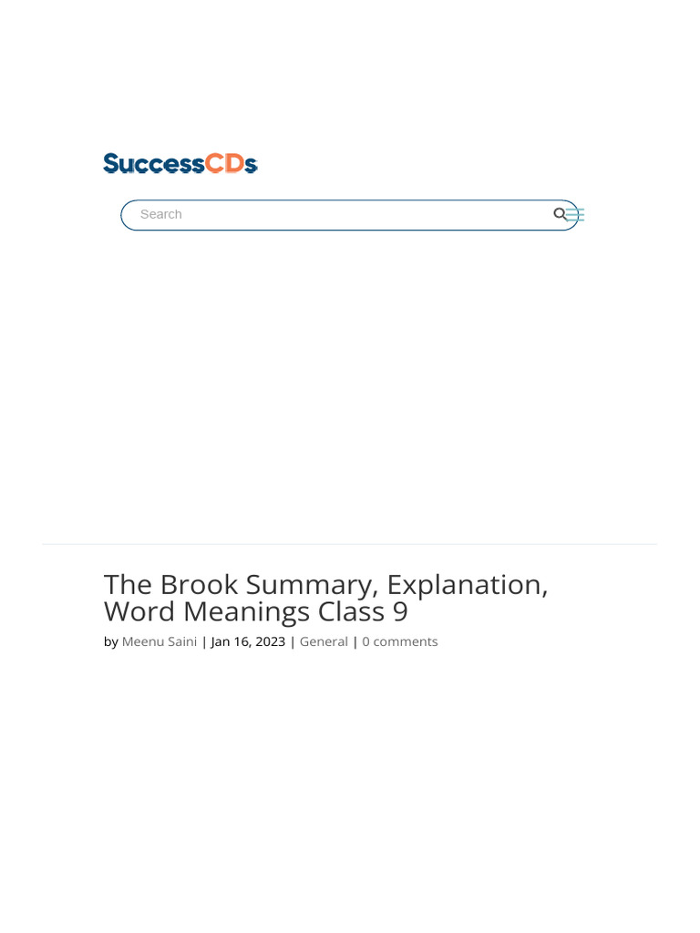 The Brook: Summary and Analysis | PDF | English Grammar | Verb