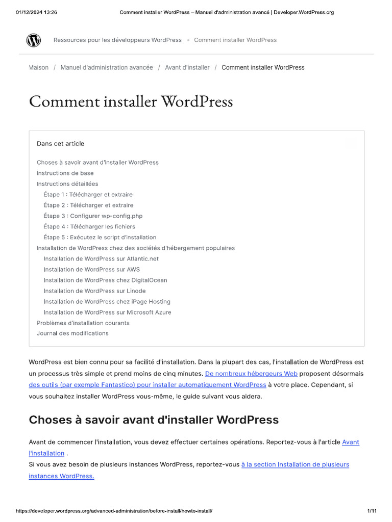 Installation Wordpress | PDF