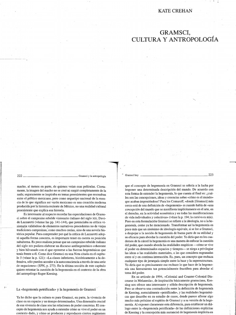 CREHAN Gramsci Cultura y Antropologia 11 | PDF | Antonio Gramsci ...