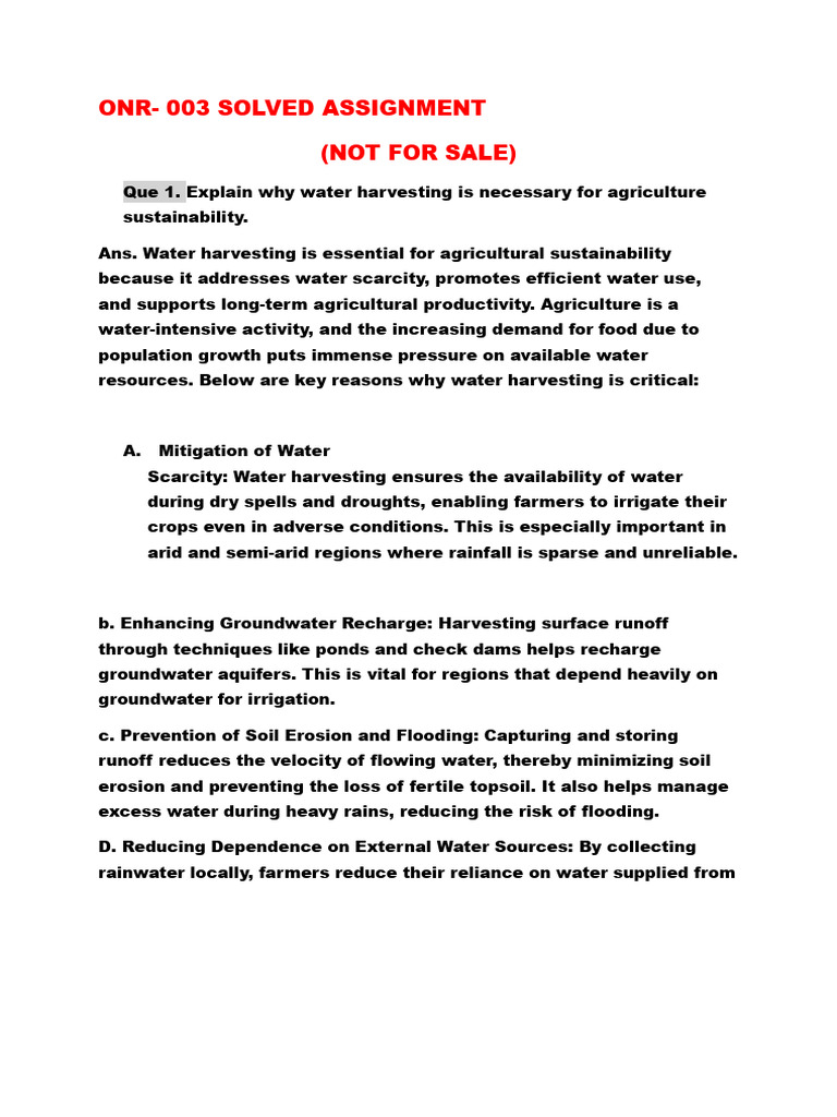 Onr - 003 em Solved Assignment 24-25 | PDF | Groundwater | Irrigation