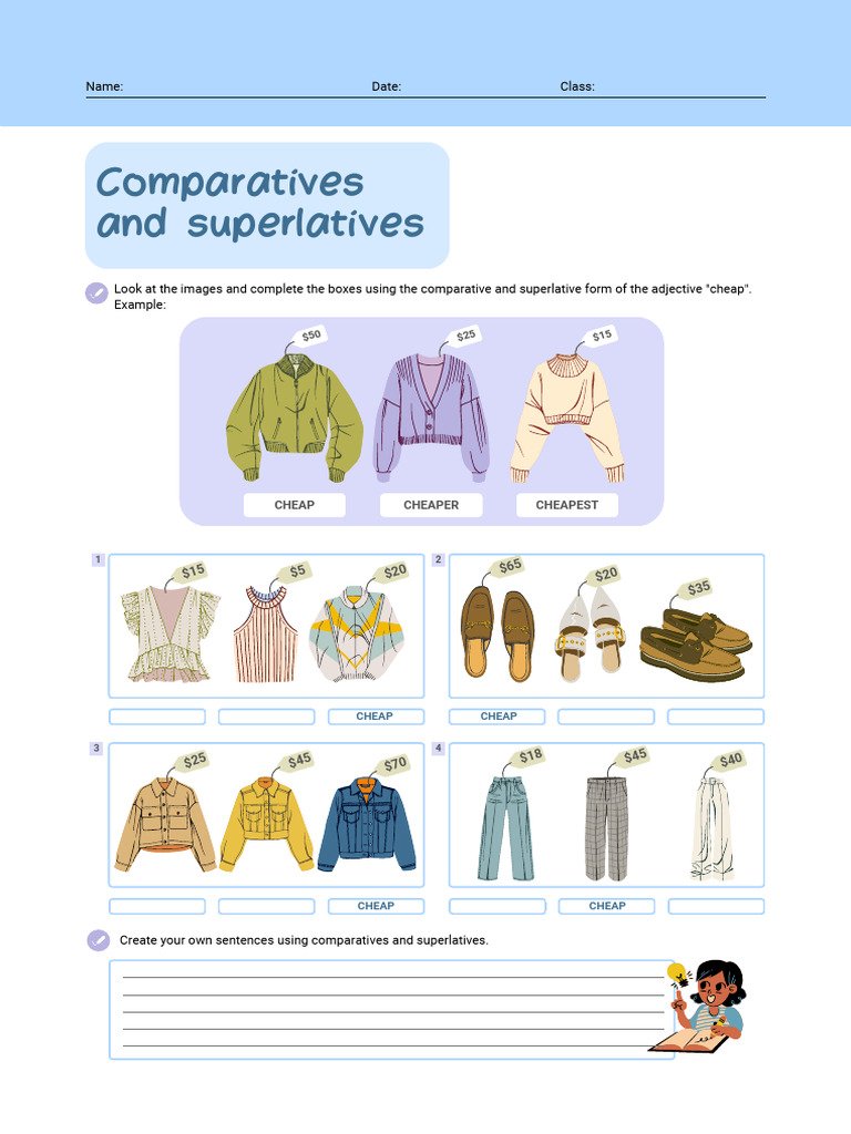 Comparatives and Superlatives Worksheet | PDF