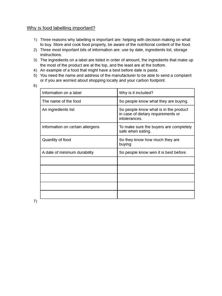 Food Labels | PDF