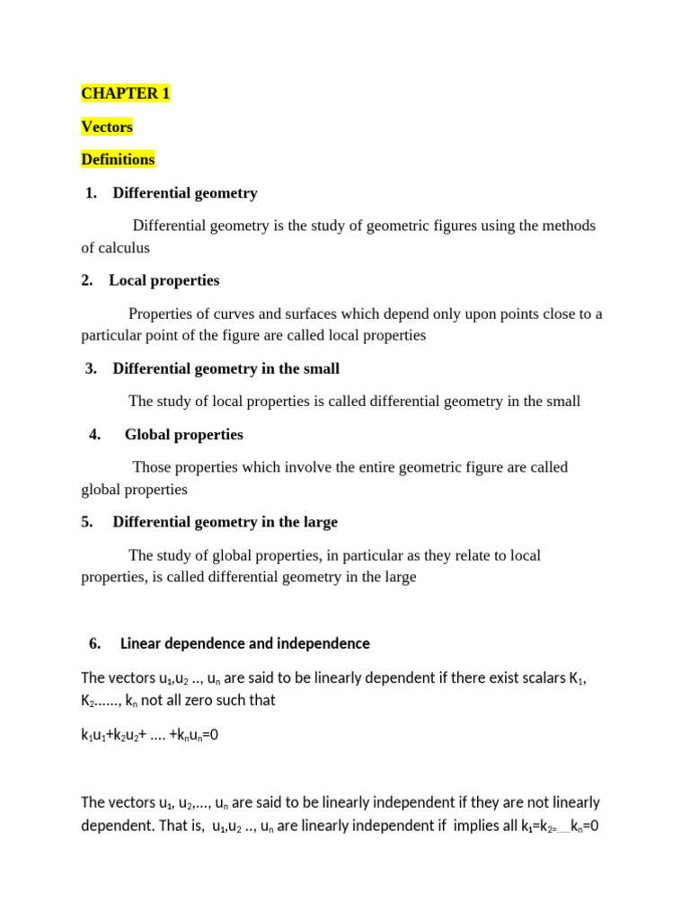 Definitions and Theorems Chapter 1 | PDF | Euclidean Vector | Basis (Linear Algebra)