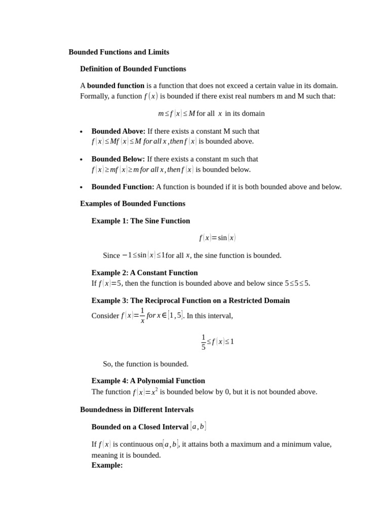 Bounded Functions and Limits | PDF | Function (Mathematics) | Limit (Mathematics)