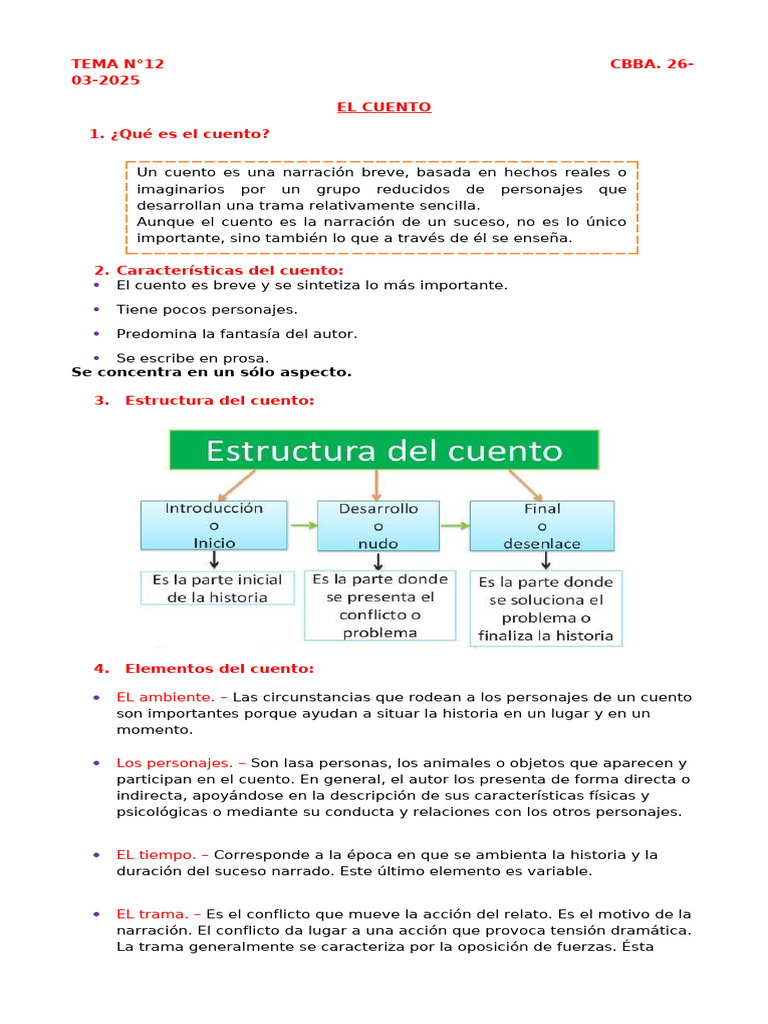 Tema 12 El Cuento | PDF