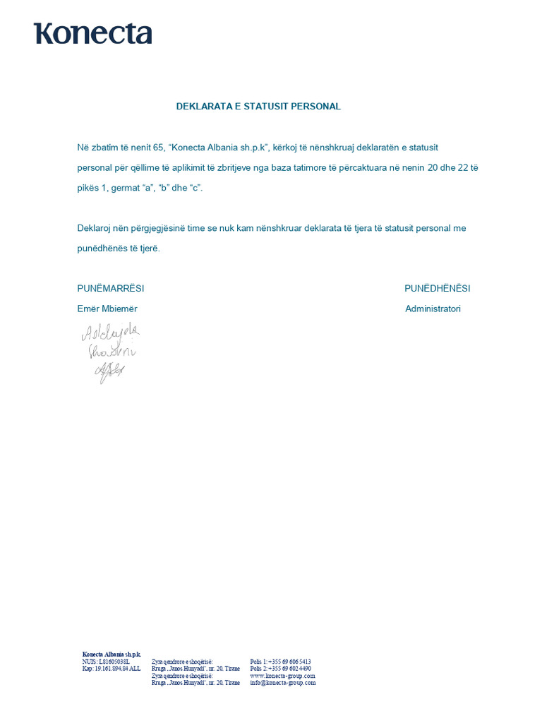 Deklarate e Statusit Personal | PDF