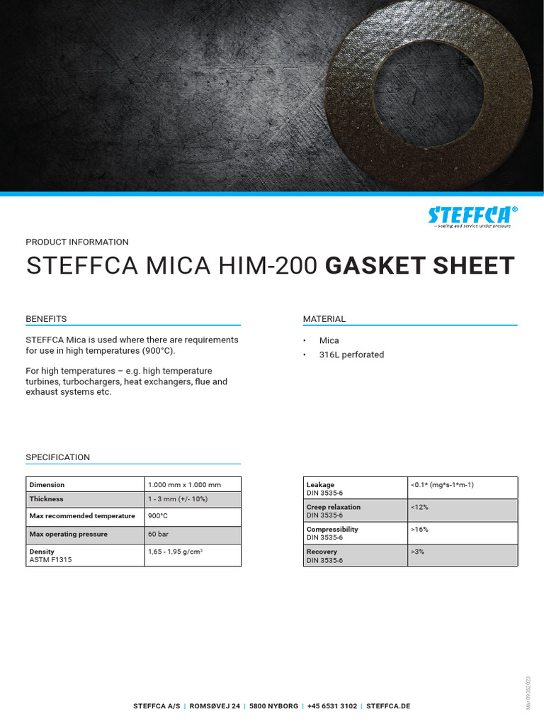 Steffca Mica Him 200 Gasket Sheet | PDF