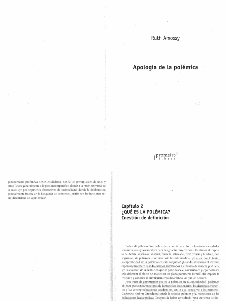 Amossy. Qué Es La Polémica. Cap 2 | PDF