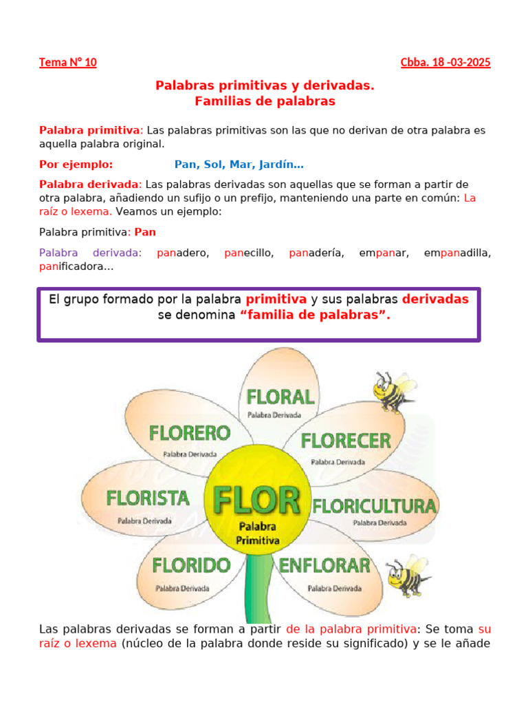 TEMA 10 Palabras Primitivas y Derivadas | PDF