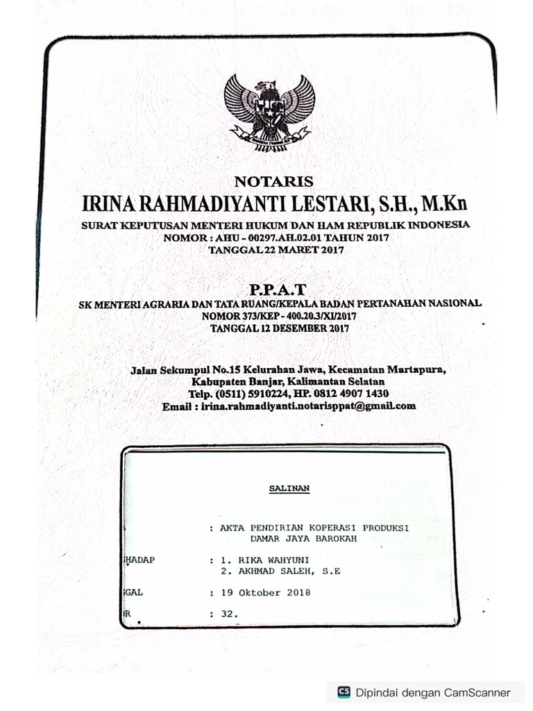 Akte Pendirian | PDF