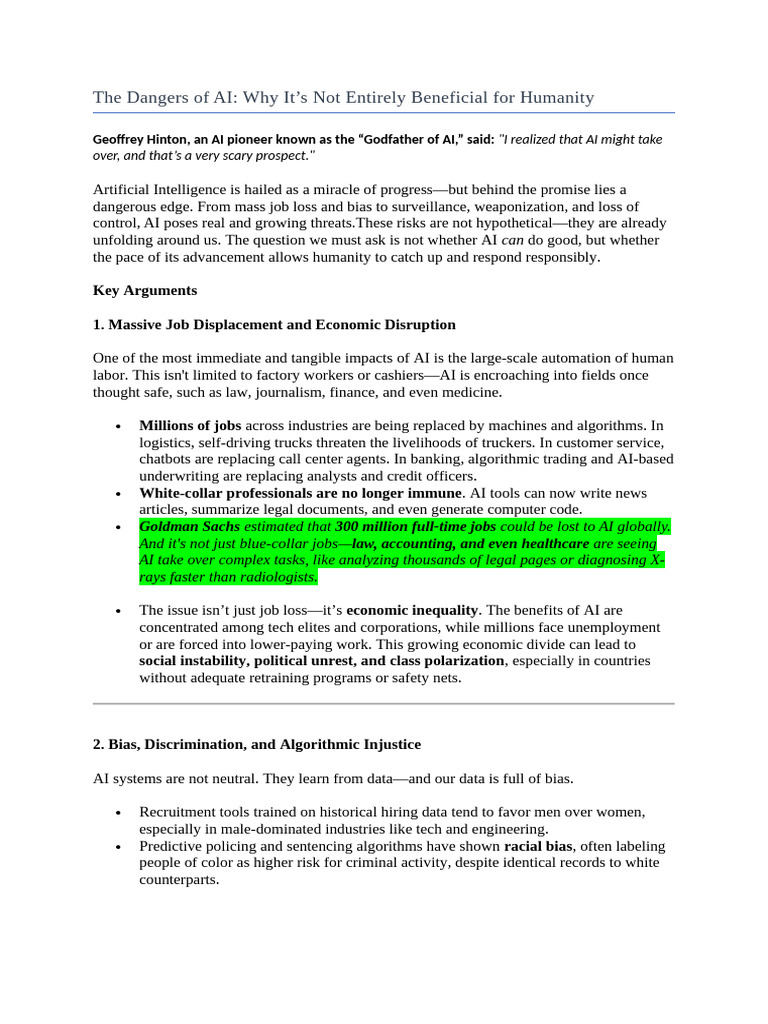 Ai Is Beneficial For Humans-Against The Motion | PDF | Artificial ...